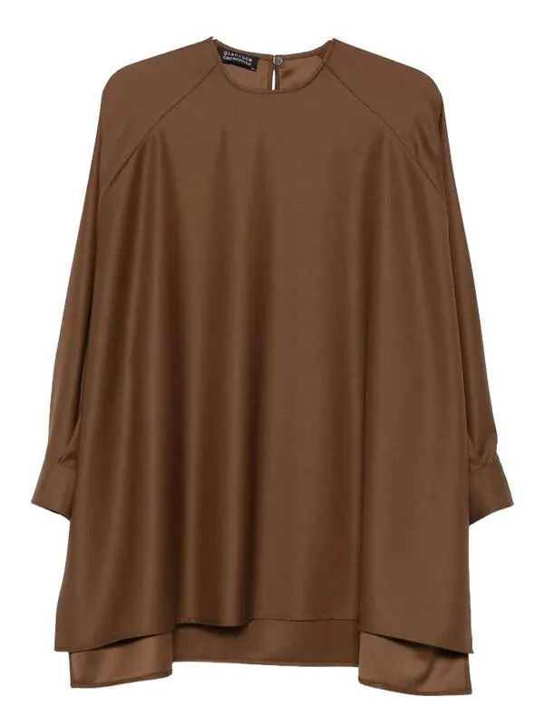GIANLUCA CAPANNOLO Layered Hem Long Sleeve Dress - Brown