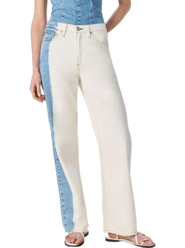 Rag & Bone Featherweight Logan Two-tone Wide Leg Jeans - Bleach Blue