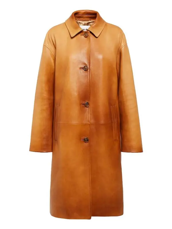 Miu Miu Leather Coat - Beige
