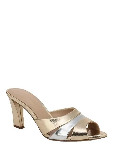 Veronica Beard Cassiel Pointed Toe Slides - Gold/ Silver