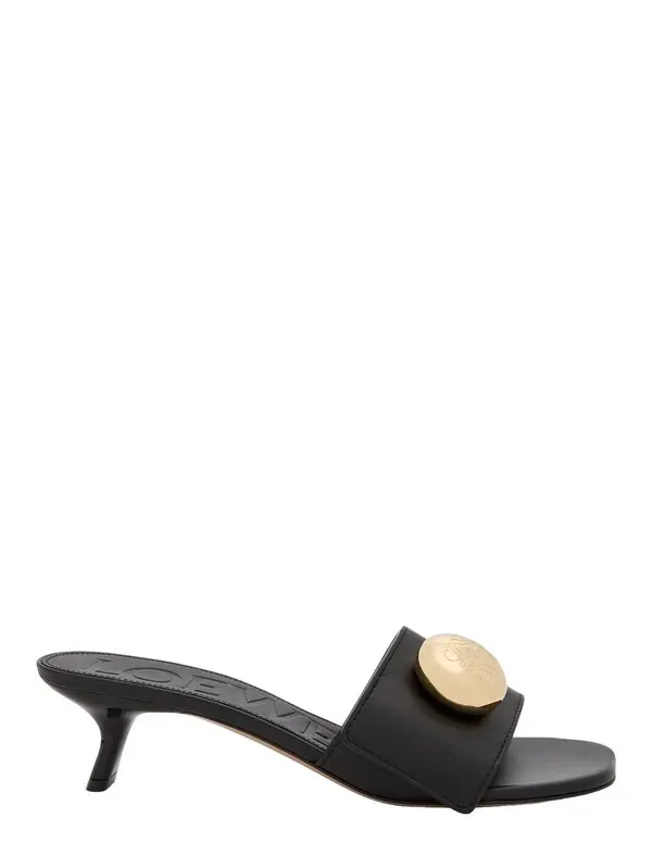Loewe Pebble Leather Slide Sandals - Black
