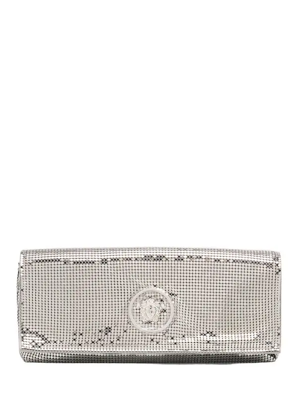 Versace La Medusa Metal Clutch Bag - Silver