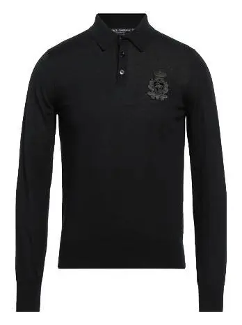 Dolce & Gabbana Buttoned Cashmere Sweater With Embroidered Logo - Black