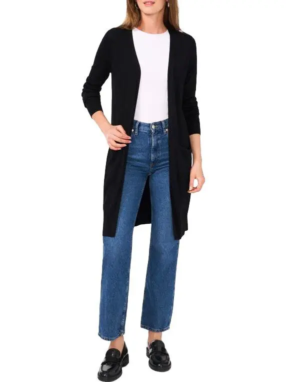 Halogen Open Front Longline Cardigan - Rich Black