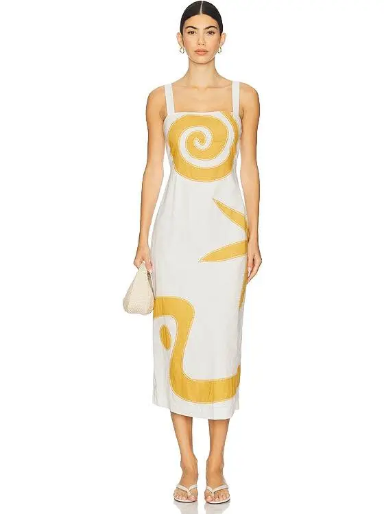 CLEOBELLA Brie Midi Dress - Ivory & Ochre