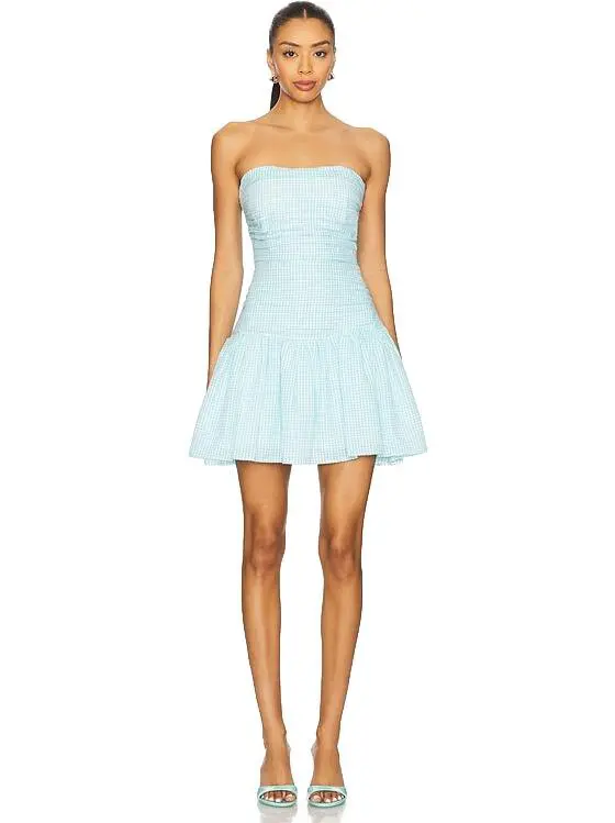 Line & Dot Suree Gingham Mini Dress - White & Mint
