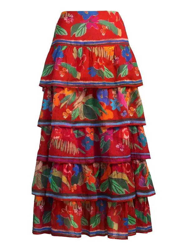 MARIE OLIVER Floral-print Maxi Skirt - Red