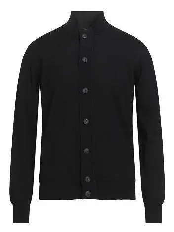 Alpha Studio Merino Wool Cardigan With Suede Trims - Black