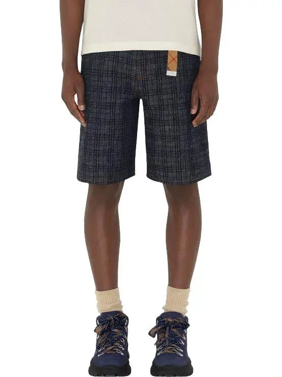 Burberry Check Jacquard Denim Shorts - Indigo Ip Check