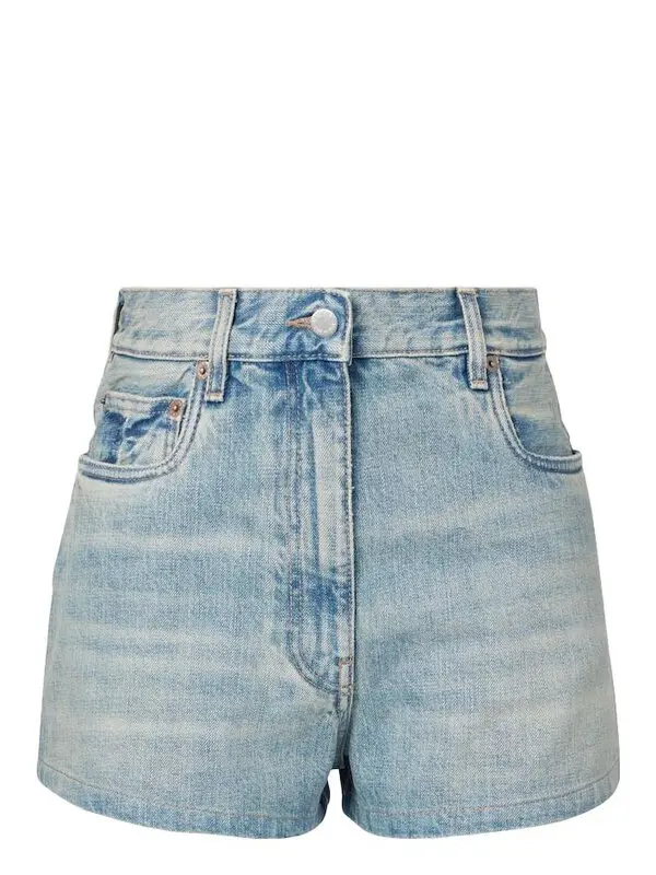 Prada High-rise Denim Shorts - Blue