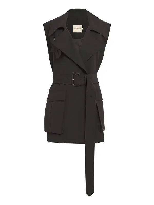 Camilla And Marc Sleeveless Belted Blazer - Black