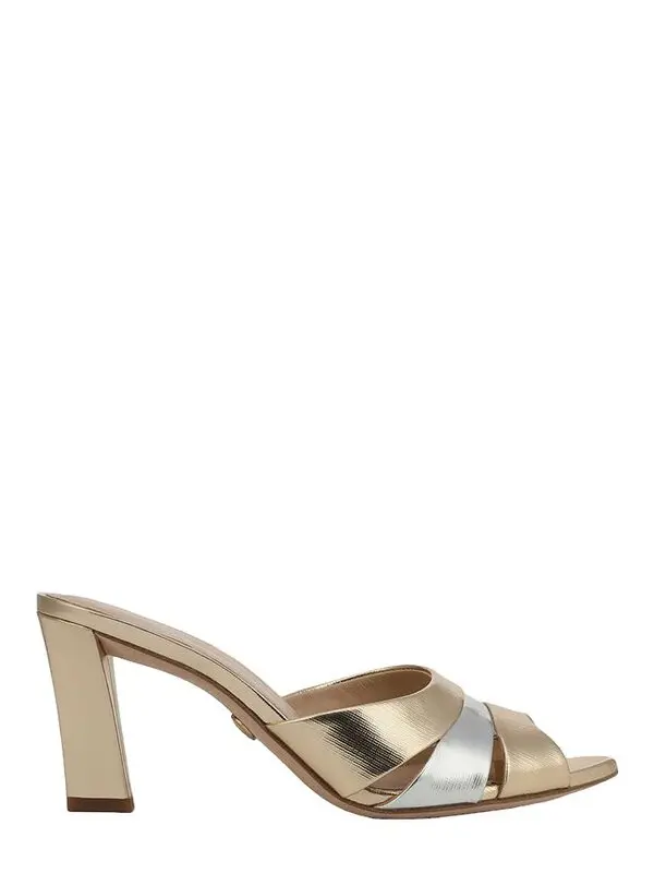 Veronica Beard Cassiel Metallic Slide Sandal - Gold/silver
