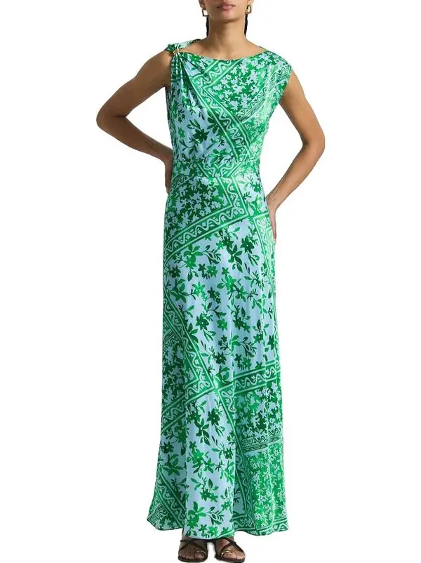Derek Lam 10 Crosby Maritza Watercolor Tile Print Maxi Dress - Kelly Green Multi