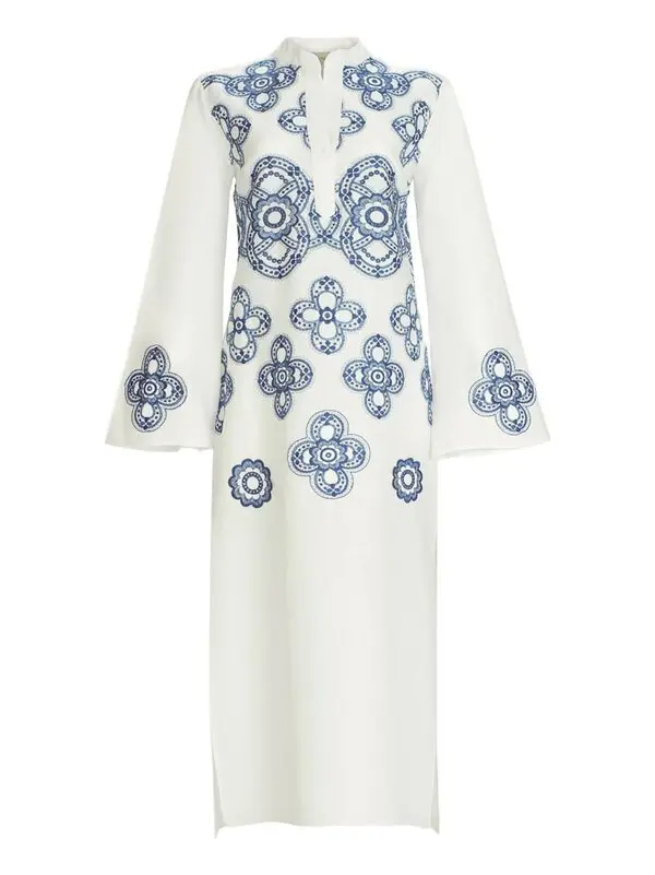 Silvia Tcherassi Adalys Geometric Linen-cotton Tunic Dress - Whtnvyeb