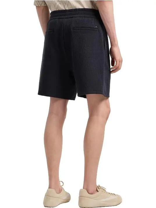 Emporio Armani Lyocell-blend Jacquard Jersey Bermuda Shorts - Navy