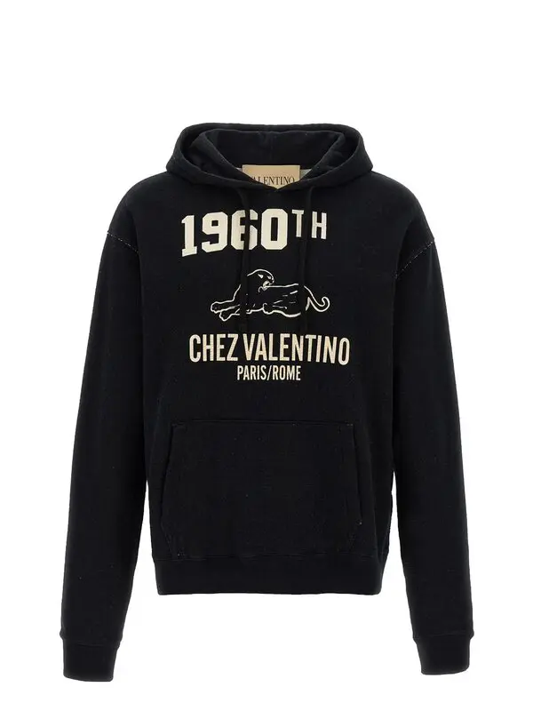 Valentino Garavani Cotton Printed Hoodie - Black