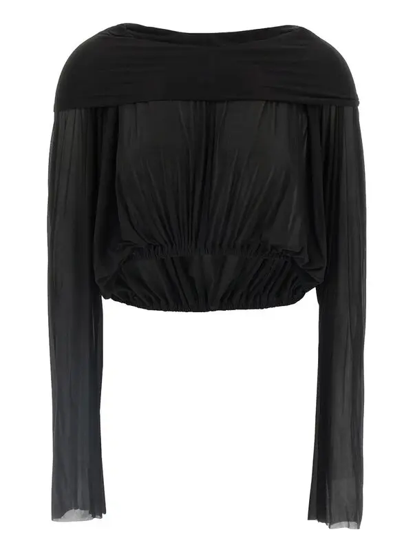Rick Owens Cropped Hooded Tunic Sweater - Black