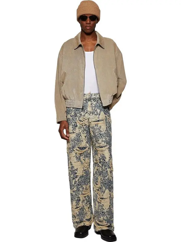 Acne Studios 1981 Denim Distressed Monogram Jeans - Blue