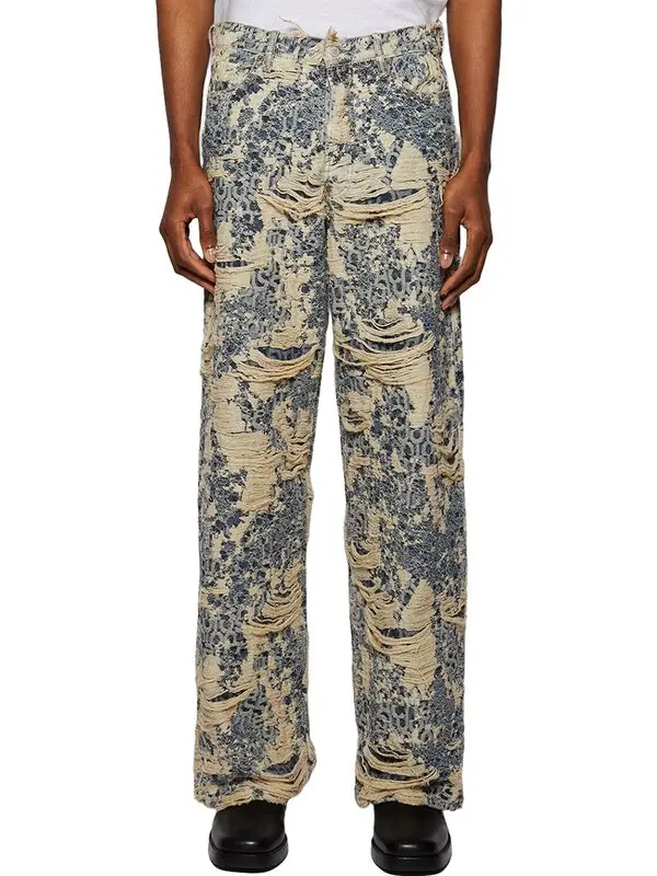 Acne Studios 1981 Denim Distressed Monogram Jeans - Blue
