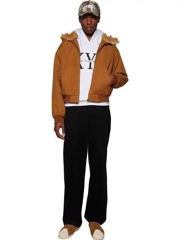 PRAYING Fur Hooded Jacket - Brown