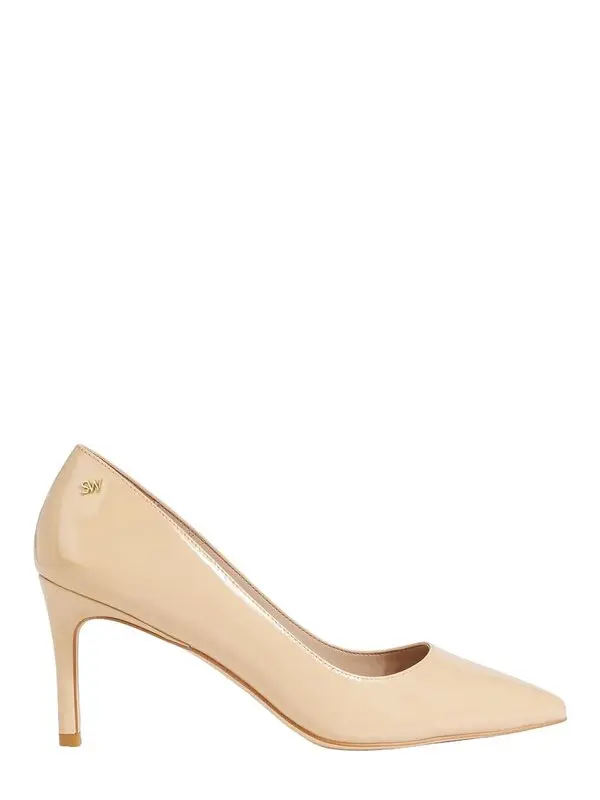 STUART WEITZMAN Leigh 75 Patent-leather Pumps - Beige