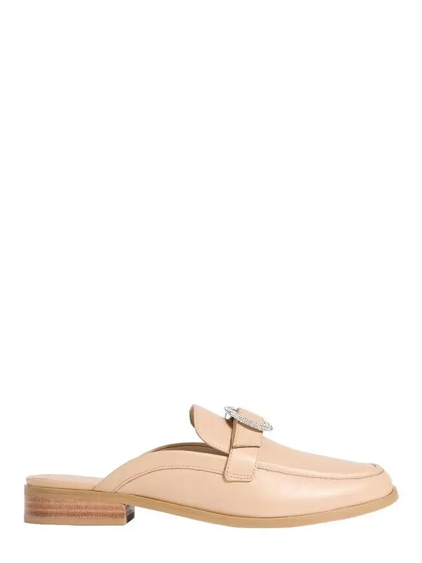 STUART WEITZMAN Embellished Leather Slippers - Neutral