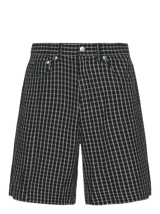 Obey Plaid Baggy Denim Shorts - Black Multi