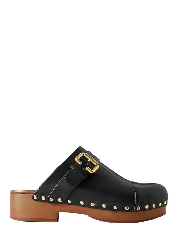 Chloé Jeanette Embellished Leather Clogs - Black
