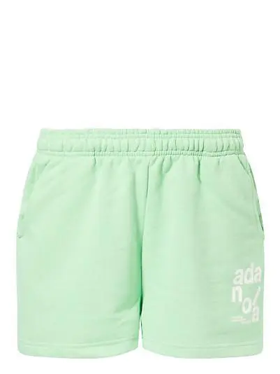 ADANOLA Ace Logo-print Cotton Sweat Shorts - Kiwi Grn/mrshmllw Wht
