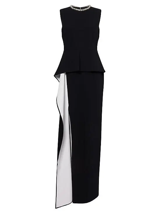 Roland Mouret Wavy-panel Woven Maxi Dress - Monochrome