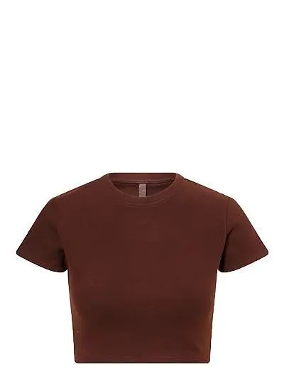 GRACEJACOB Round-neck Cropped Jersey Top - Chocolate Brown