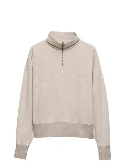 Prada Logo-print Long-sleeve Cotton Polo Sweatshirt - Neutral