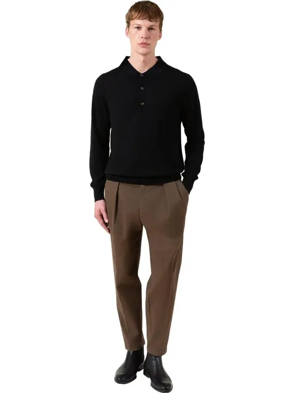 AUTORE Douglas Merino Wool Polo Shirt - Nero