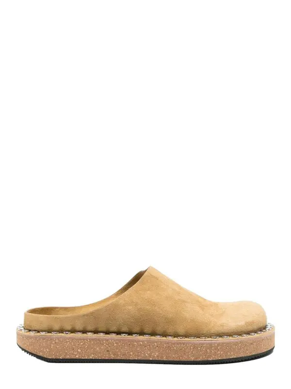 Loewe Rivet Suede Mules - Beige