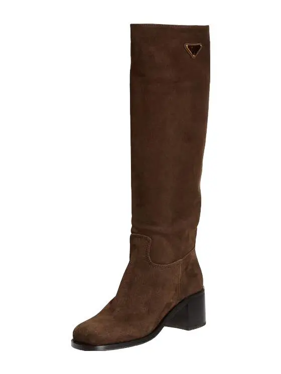 Prada Suede Knee High Boots - Moro