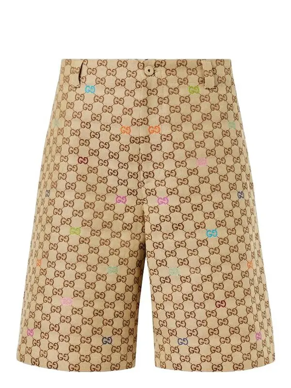 Gucci Gg Fil Coupé Canvas Shorts - Beige