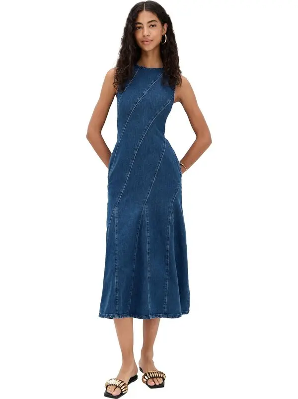 ALIGNE Raven Denim Midi Dress - Mid Blue