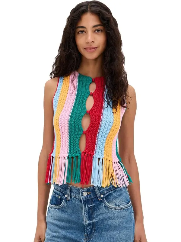 Line & Dot Chlo Top - Rainbow