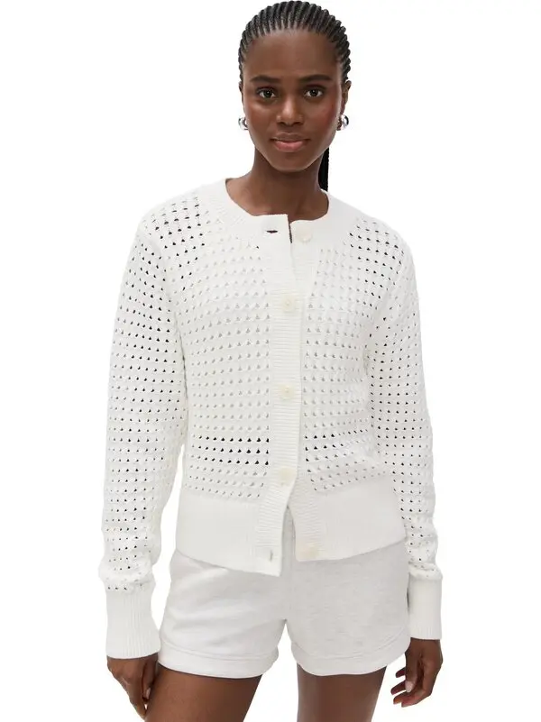 Varley Bettina Textured Knit Jacket - Snow White