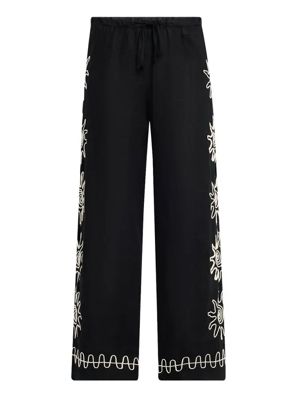 Rails Emmie Embroidered Linen Pants - Blkwht