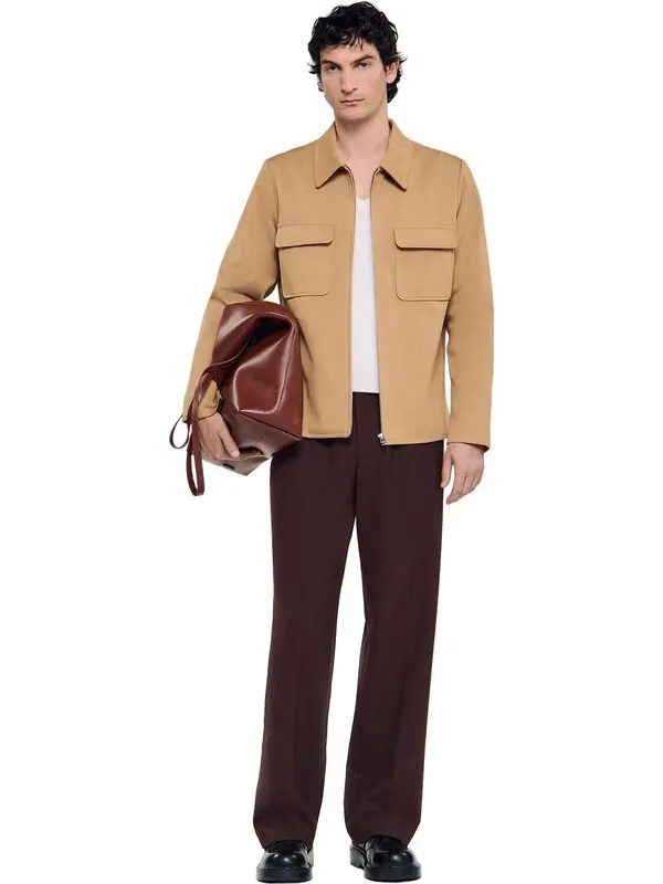 Sandro Casual Zip-up Jacket - Camel