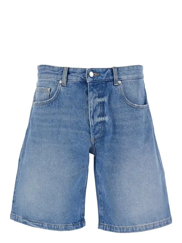 ICON DENIM Denim Bermuda Shorts With Logo Patch - Blue