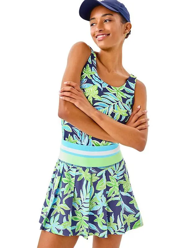 Lilly Pulitzer Luxletic 15' Cosmina High Rise Pleated Skort - Sapphire Pool Tropical Tango