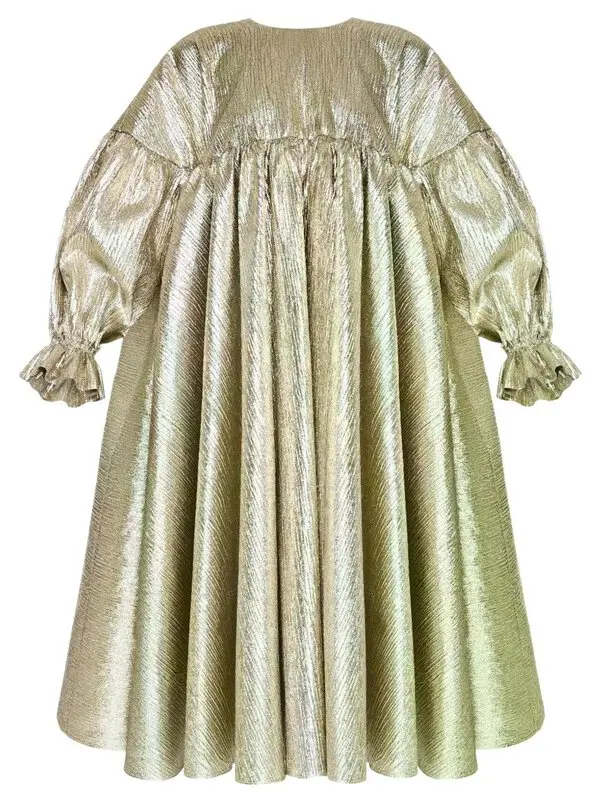 ANOUKI Metallic Pleated Midi Dress - Neutrals