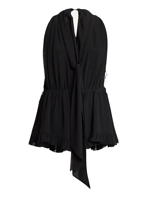 Chloé Organic Silk Mousseline Ruffle Romper - Black