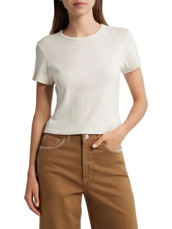 Rails Muse Pointelle Crop T-shirt - Ivory
