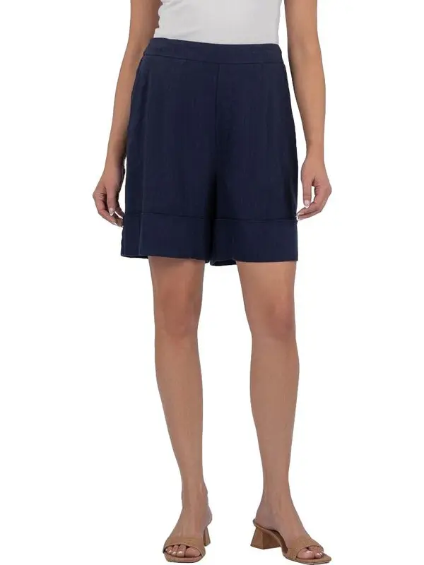 Kut From The Kloth Linen Blend Pull-on Shorts - Ink Blue