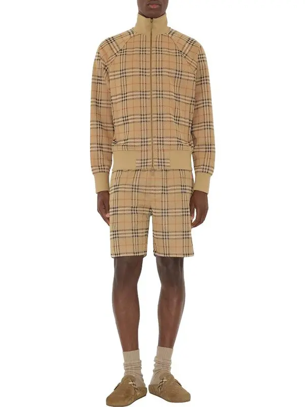 Burberry Check Jacquard-knit Track Jacket - Sand