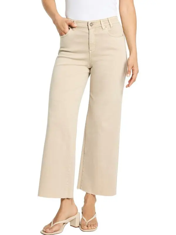NIC+ZOE Weekend Raw Hem Wide Leg Jeans - Chamois