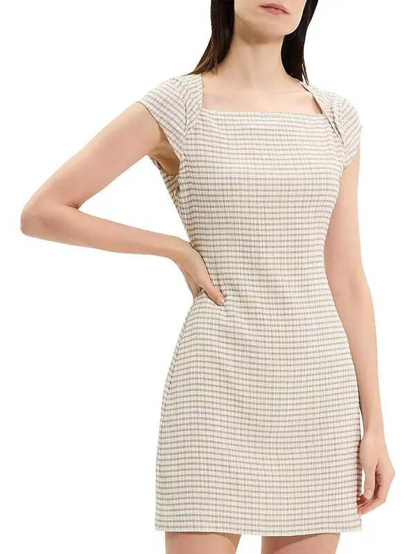 Theory Cap Sleeve Mini Dress - Taupe Multi